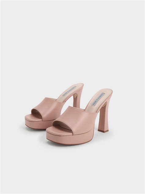 Nude Platform Block Heel Mules Charles And Keith Mx