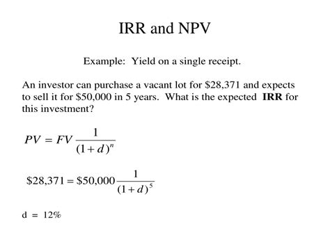 PPT Internal Rate Of Return IRR And Net Present Value NPV PowerPoint Presentation ID
