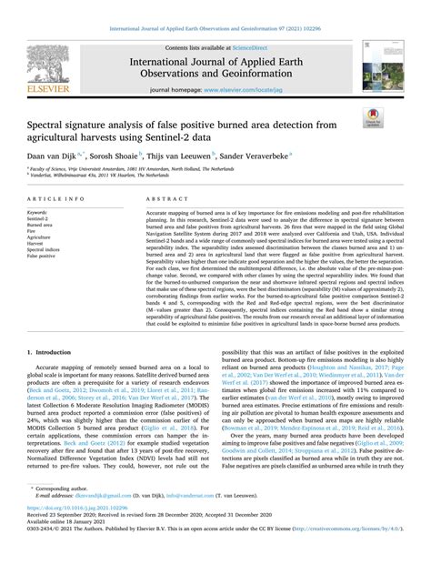 Pdf Spectral Signature Analysis Of False Positive Burned Area