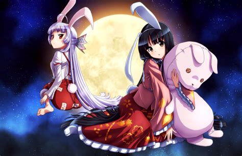 Safebooru 2girls O Ahoge Animal Ears Barefoot Black Hair Blush Brown