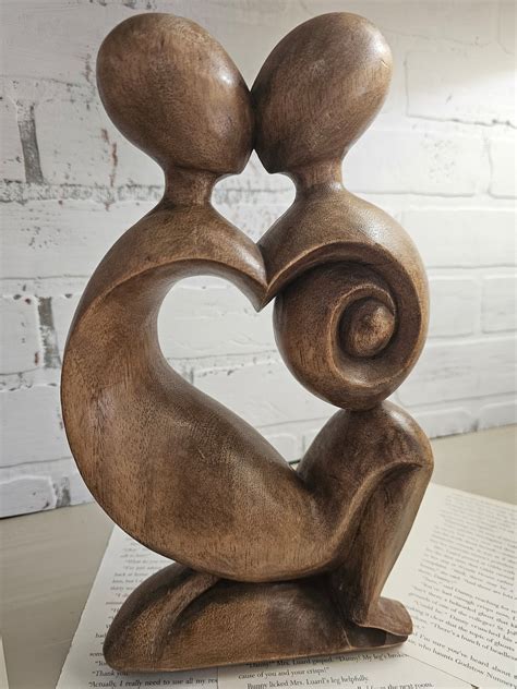 Handcarved Wooden Lovers Sculpture Couple Sculpture Vintage Etsy