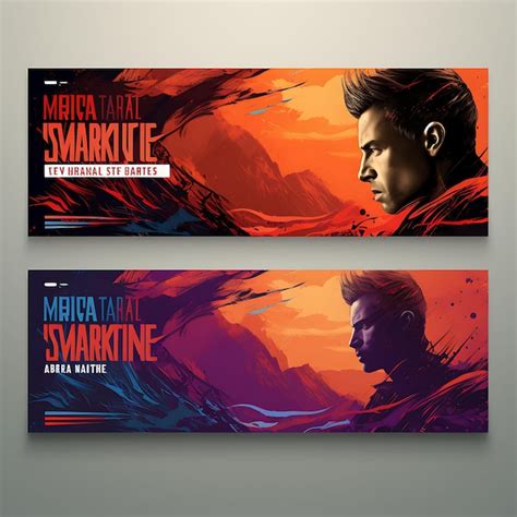Premium Photo Set Of Martial Arts Banner Ads Sharp And Angular Typography Intense Flat 2d Art