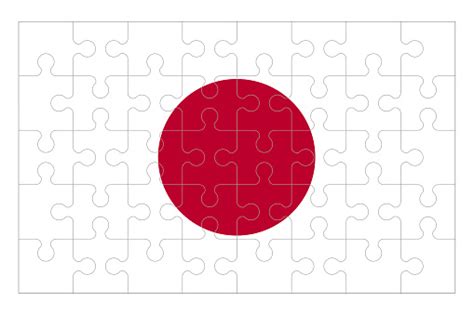 직소 퍼즐 조각으로 일본의 국기 40 퍼즐 조각의 세트 흰색 배경에 격리된 스톡 벡터 그림입니다 0명에 대한 스톡 벡터 아트 및