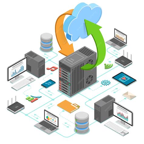 Premium Vector Data Network Cloud Computing Technology Isometric
