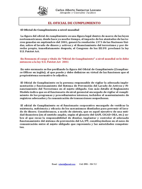 El Oficial De Cumplimiento Pdf
