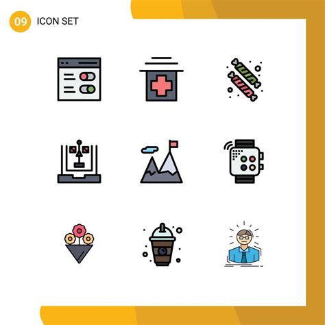 Set Of 9 Modern Ui Icons Symbols Signs For Business Planning Candy Flowchart Develop Editable