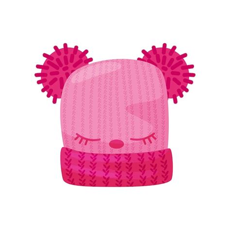 Gorro De Punto Rosa Con Ilustración De Vector De Pompón Sobre Fondo