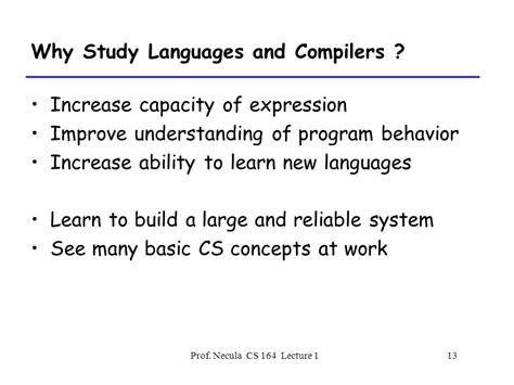 Prof Necula CS 164 Lecture 11 Introduction To Programming Languages