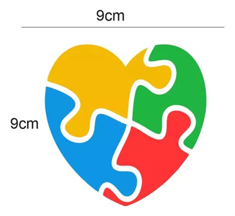 Adesivo Coração Símbolo Autismo Autista 9cm
