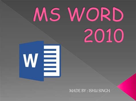 Introduction To Ms Word Pptx
