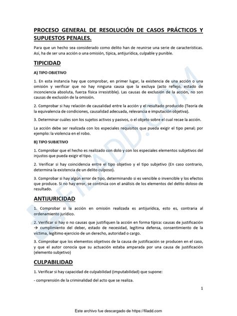 Proceso General De Resolucion De Casos Practicos Y Supuestos Penales