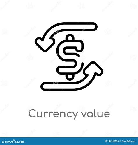Outline Currency Value Vector Icon Isolated Black Simple Line Element