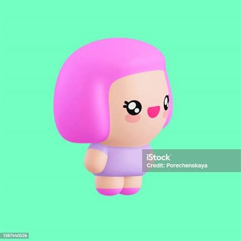 재미있는 작은 가와이 캐릭터 만화 귀여운 소녀 3d 렌더링 그림 에 블루 배경 0명에 대한 스톡 사진 및 기타 이미지 0명 귀여운 디자인 Istock