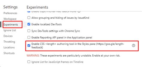 Disabling The Length Authoring Tools Css Unit Selector In Chrome