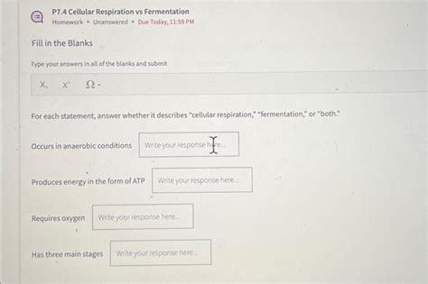 Solved P7 4 Cellular Respiration Vs Fermentation Homework