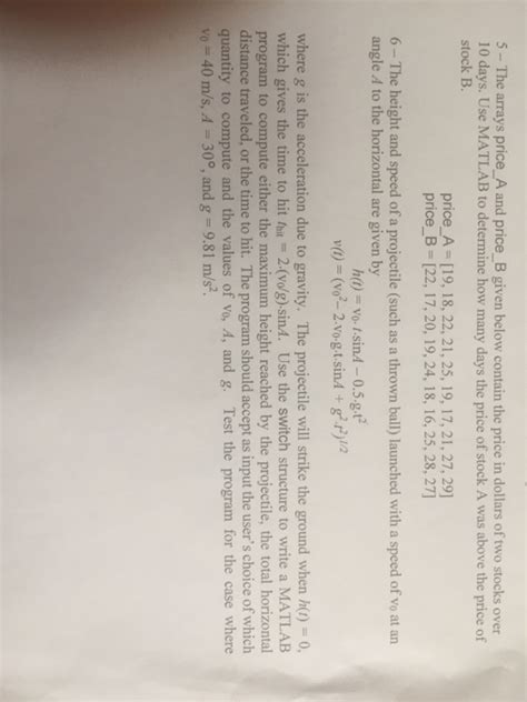 Solved 5 The Arrays Pricea And Priceb Given Below