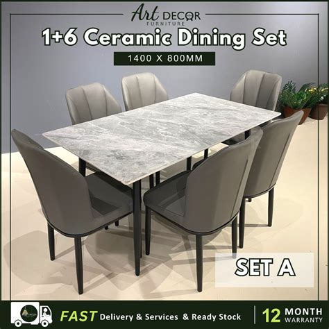 [free Install]art Decor 1 6 Ceramic Set Meja Makan 6 Kerusi Dining