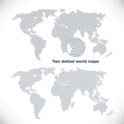 Premium Vector Two Dotted World Maps