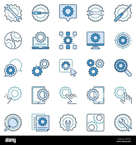 Settings Or Configuration Blue Icons Set Vector Setup And Gear Concept Symbols Or Design