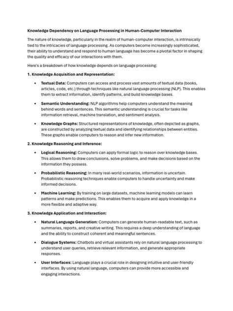 Knowledge Dependency On Language Processing In Human Pdf