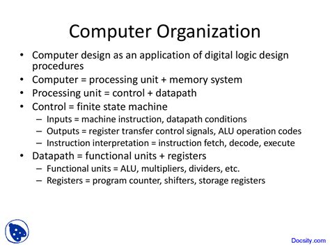 Computer Organization Components And Techniques For Digital Systems