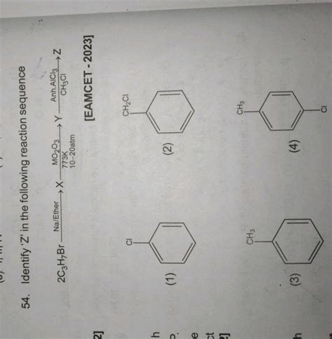 Identify Z In The Following Reaction Sequence C H Brna Ether