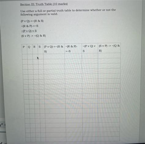 section iii truth table 10 marks use either a full