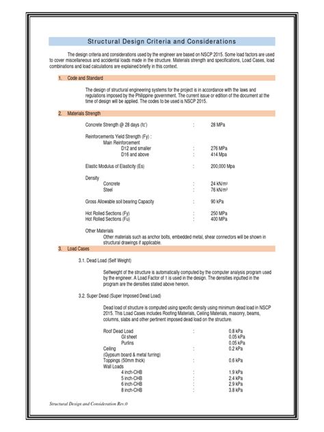 Structural Design Criteria And Considerations Pdf Structural Load Strength Of Materials