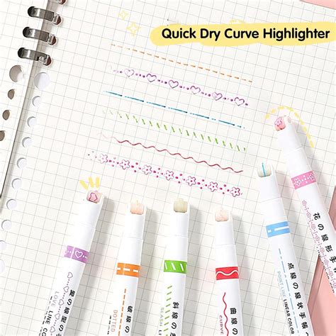 Buy Curve Highlighter Pen Set Pcs Different Curve Shapes Linear Color Pens Dual Tip Pens