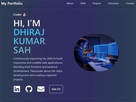 Personal Portfolio Site Built With React And Tailwind Css Dhiraj