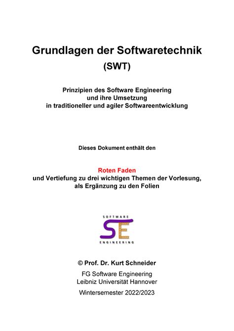 SWT WS22 Kurs Grundlagen Der Softwaretechnik SWT Prinzipien Des