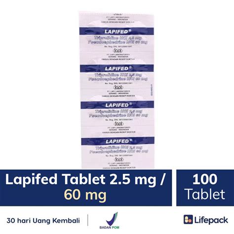 Lapifed Tablet 2 5 Mg 60 Mg 100 Tablet Lifepack Id
