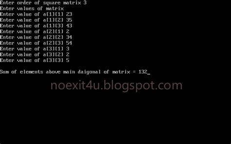 C Program To Calculate Sum Of Elements Above Main Daigonal Of Square