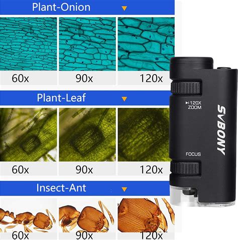 Svbony Microscopio De Bolsillo Sv603 60x 120x Microscopio Portátil Con
