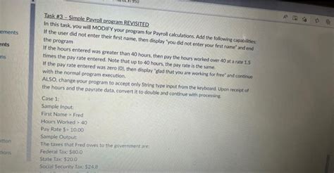 Solved Task A3 Simple Payroll Program REVISITED In This Chegg