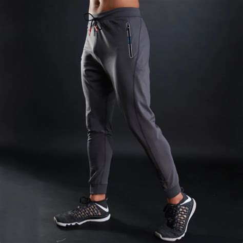 L10816 Men Running Pants Fitness Training Sportswear Brand Trousers Zip