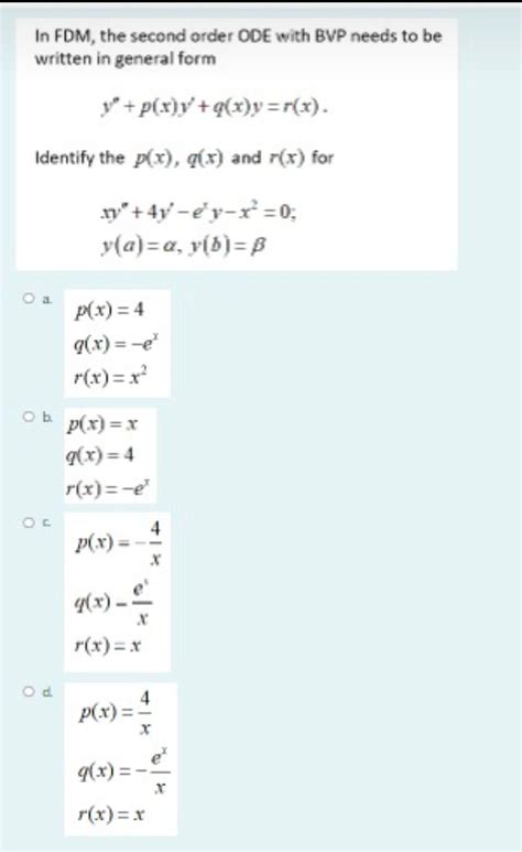 Solved In Fdm The Second Order Ode With Bvp Needs To Be