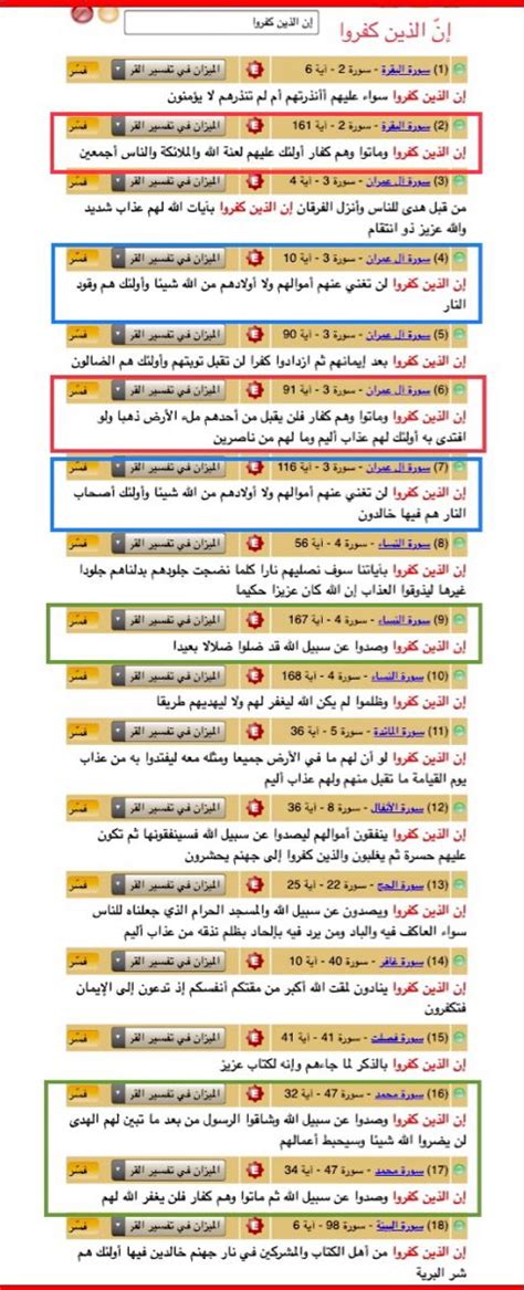 إنّ الذين كفروا ثمان عشرة مرة في القرآن مرتان إن الذين كفروا لن