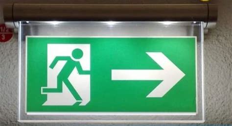 Green High Glow White Vinyl Emergency LED Exit Sign Board Shape Rectangle X X Mm L