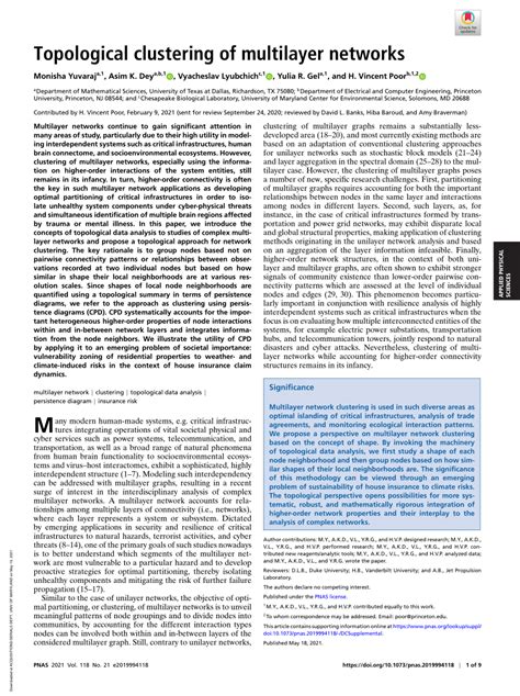 Pdf Topological Clustering Of Multilayer Networks