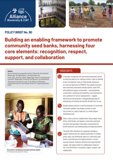 Building An Enabling Framework To Promote Community Seed Banks