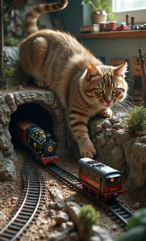 a playful cat interacts with a image created by user