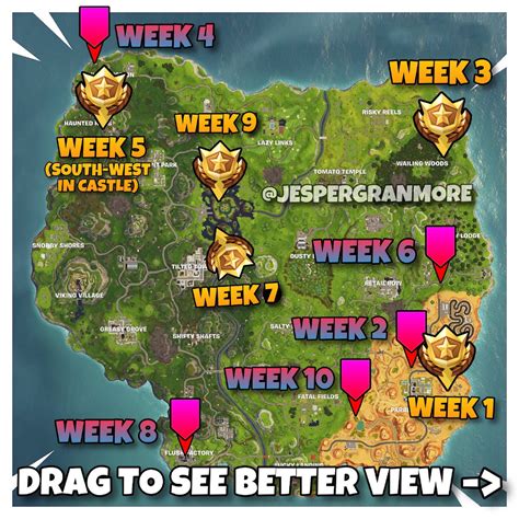 Fortnite Cheat Sheet Map For Season 9 Week 9 Challenges
