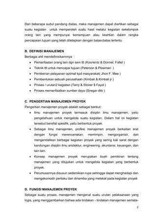 Pengertian Manajemen Proyek PDF