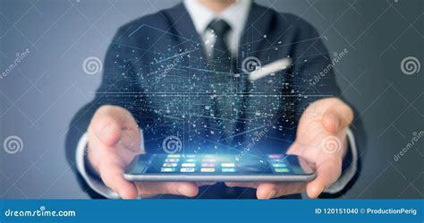 Man Holding Data Binary Cloud D Rendering Stock Photo Image Of Holding Businessman