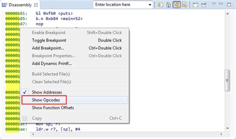 Show Opcodes In Eclipse Disassembly View Mcu On Eclipse