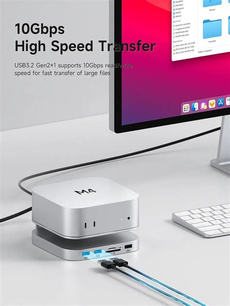Док-станция Mac Mini M4, алюминиевая подставка Mac Mini и концентратор ...