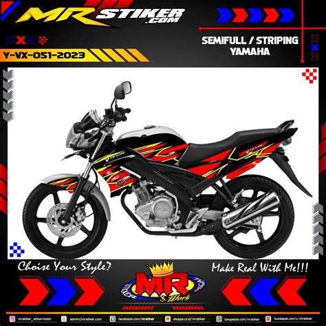 Stiker Motor Decal Yamaha Vixion Red Racing Graphic Strip Line Stiker Motor Premium Striping