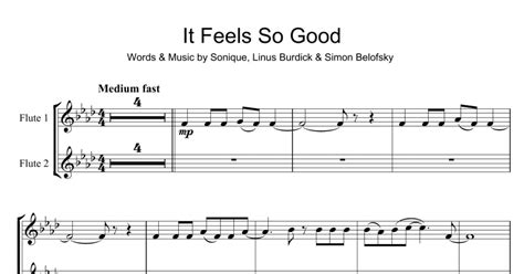 It Feels So Good Flute Duet Print Sheet Music Now