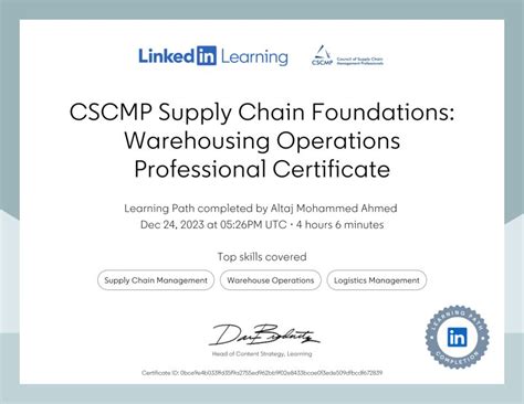 Altaj Mohammed Ahmed Cscmp On Linkedin Certificate Of Completion